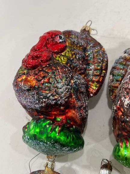 (7) Christopher Radko Tom The Turkey Glitter Ornaments - Black And Gold ...