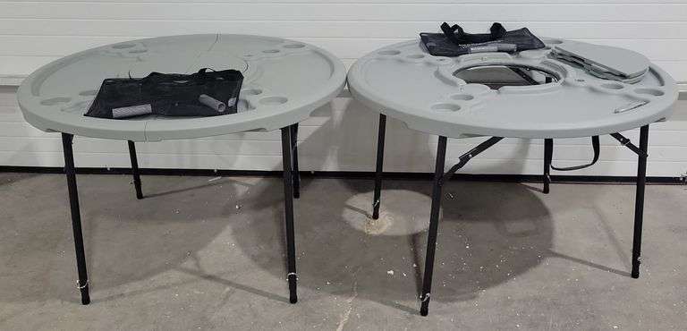 (2) 4' Folding Cookout Tables - Black And Gold Auctions