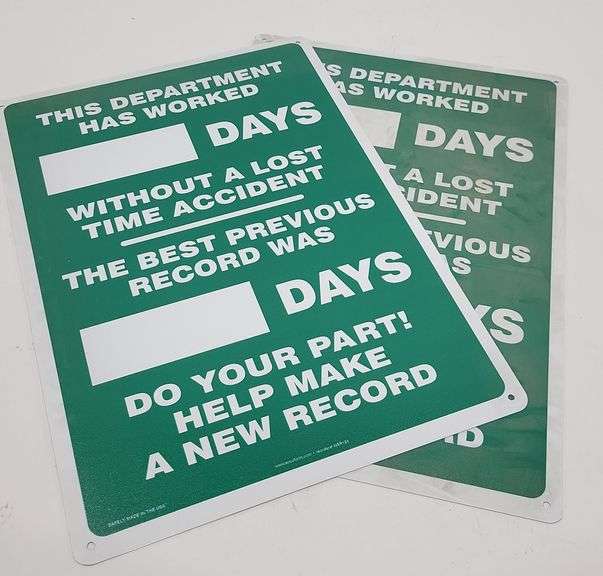 (2) Department Accident Signs - Black And Gold Auctions