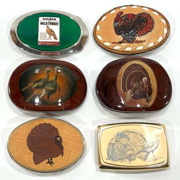 (6) Vintage Turkey Belt Buckles - Black And Gold Auctions