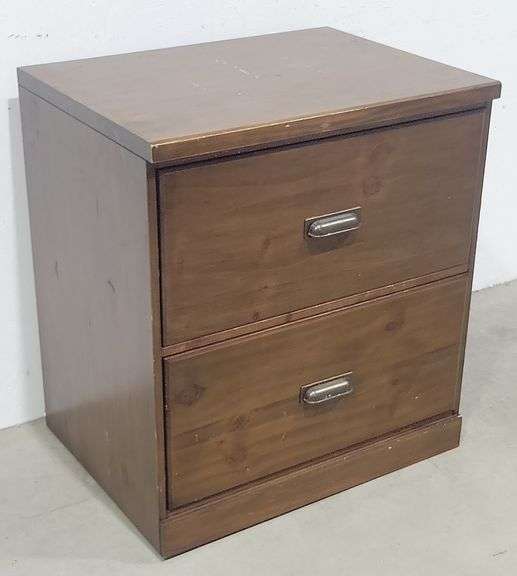 2-Drawer Walnut Finish Filing Cabinet - Black And Gold Auctions