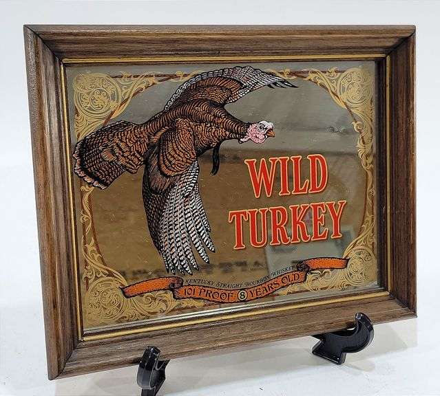 Framed Wild Turkey Vintage Style Mirror - Black And Gold Auctions