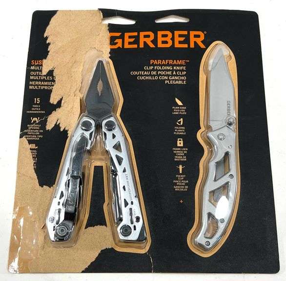 GERBER 2 Piece Multi-Tool & Knife Combo - Black And Gold Auctions