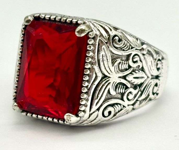 Red Stone Ring - Sz. 11 - Black And Gold Auctions