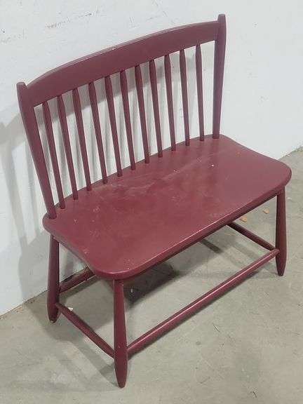 Child's Red Windsor Style Bench - Black And Gold Auctions