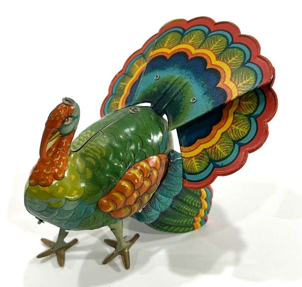 Vintage German Tin Turkey Wind Up Toy - Black And Gold Auctions