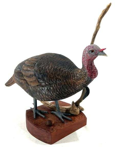 Wild Turkey Sculpture - Black And Gold Auctions