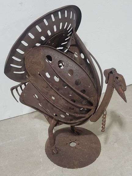 Homemade Outdoor Metal Turkey Sculpture - Black And Gold Auctions