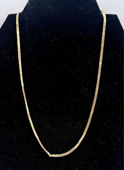 14K Gold 18" Chain Scrap Necklace - Black And Gold Auctions