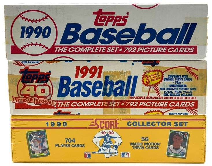 1990 & 1991 Topps Sealed Baseball Card Set & Sealed 1990 Score ...