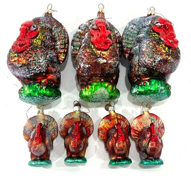 (7) Christopher Radko Tom The Turkey Glitter Ornaments - Black And Gold ...