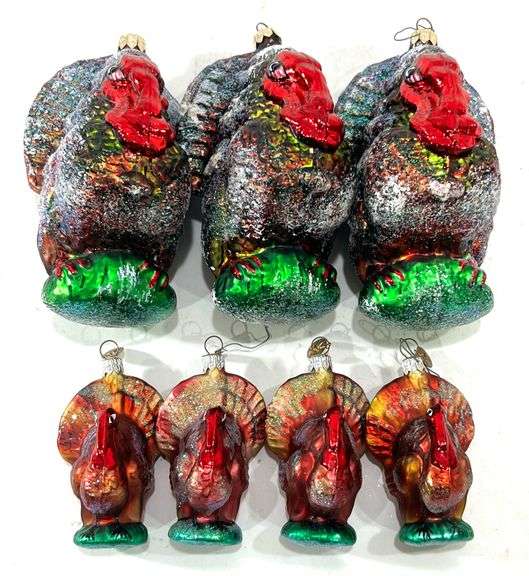 (7) Christopher Radko Tom The Turkey Glitter Ornaments - Black And Gold ...