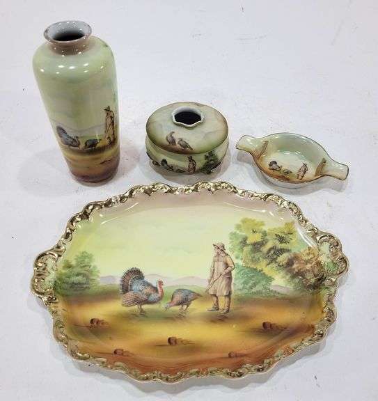 Antique Royal Bayreuth Bavaria Porcelain Turkey Vase, Ashtray & More ...