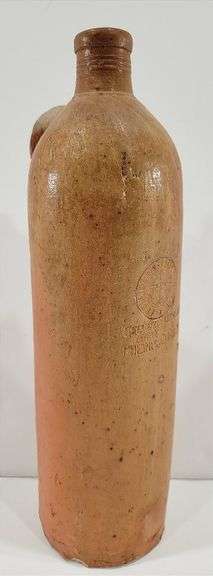 Antique German Clay Bottle - Black And Gold Auctions
