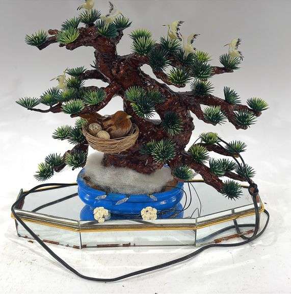 Asian Tree And Bird Display - Black And Gold Auctions