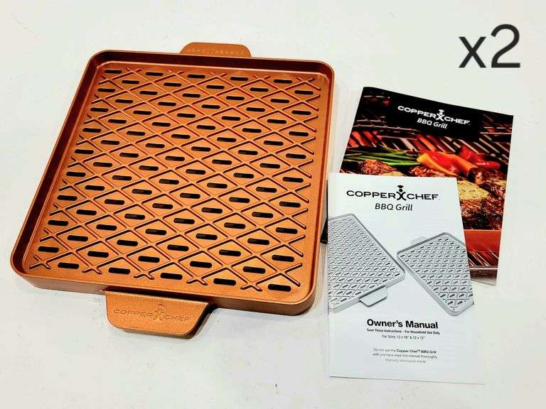 (2) New Copper Chef 12" x 12" Grill - Black And Gold Auctions