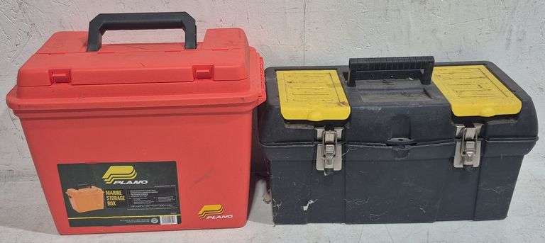 Plano Marine Storage Box & Plastic Tool Box - Black And Gold Auctions