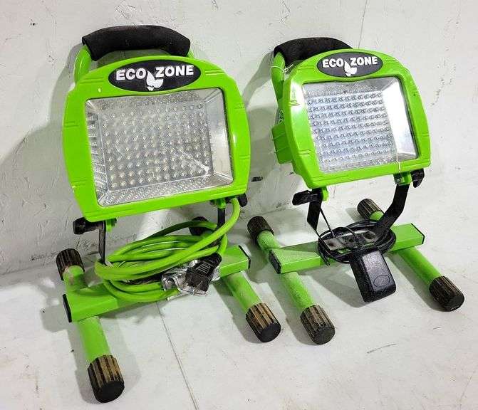 (2) Woods LED ECO-ZONE Rechargeable Portable Work Lights - Black And ...