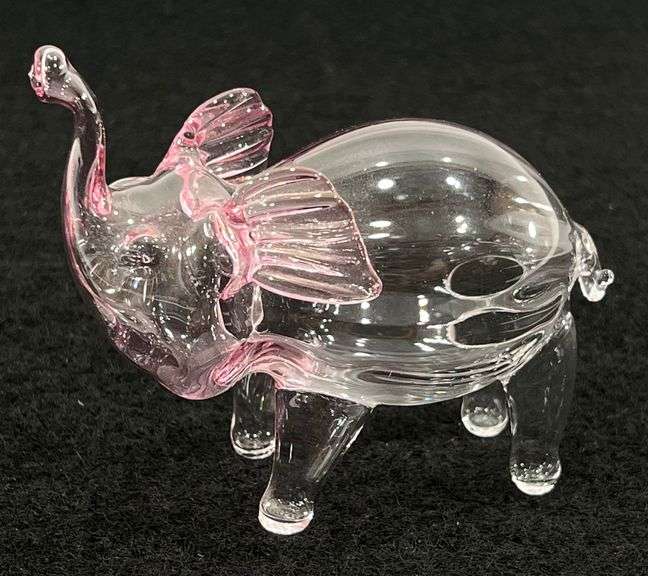 Pink Handcrafted Elephant Glass - Black And Gold Auctions