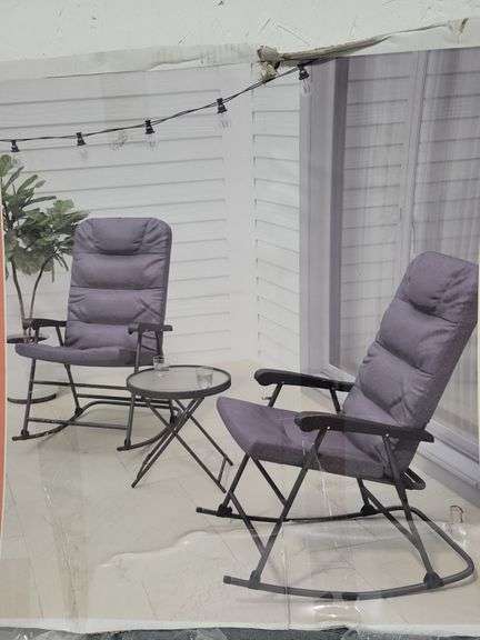 (2) Mosaic Oversized Folding Rocker Set - Black And Gold Auctions