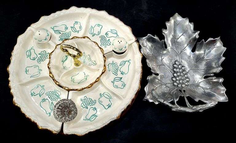 VTG "Bell of California" Lazy Susan Divided Serving Set & Silver Tone ...
