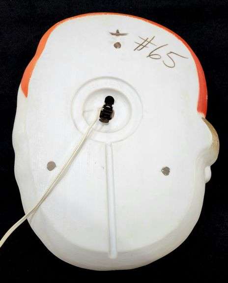 VTG Blow Mold Light Up Santa Head - Black And Gold Auctions