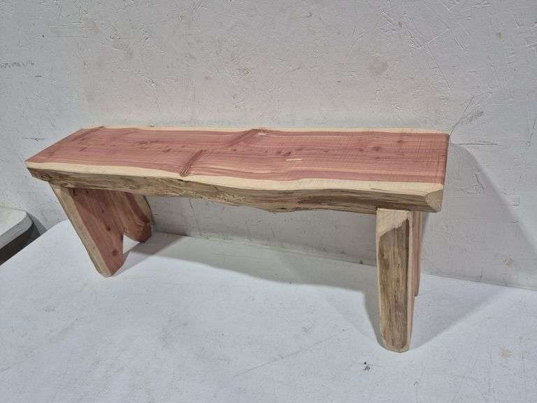 Handmade Cedar Log Bench - Black And Gold Auctions
