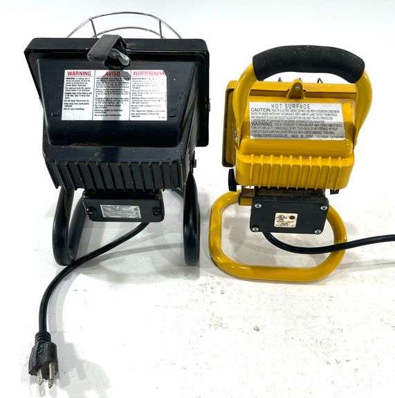 (2) Small Portable Work lights - Black And Gold Auctions