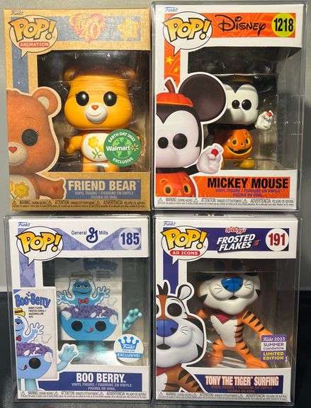(4) Funko Pops! - Mickey Mouse, Care Bear, Tony The Tiger, Boo Berry ...