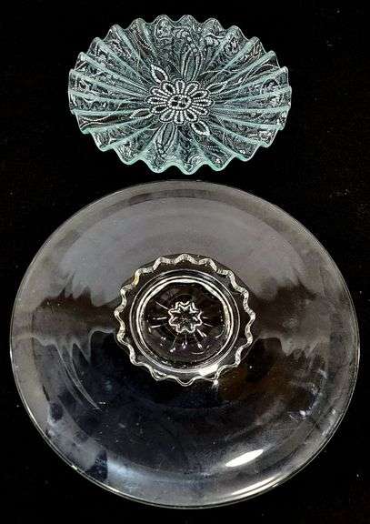 VTG Signed Sydenstricker Fused Glass Dish Centerpiece Dish & Clear ...