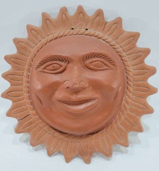 14" Terracotta Sun Wall Hanging - Black And Gold Auctions