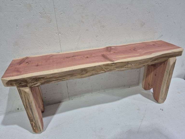 Handmade Cedar Log Bench - Black And Gold Auctions