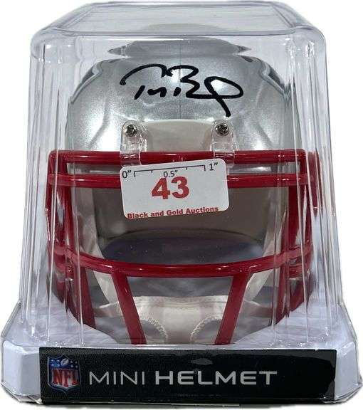 Tom Brady Autographed New England Patriots Mini Football Helmet - Black ...