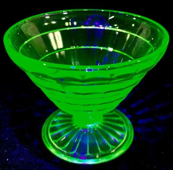 VTG Uranium Glass Footed Sherbert Bowls, Plates, & Satin Covered ...