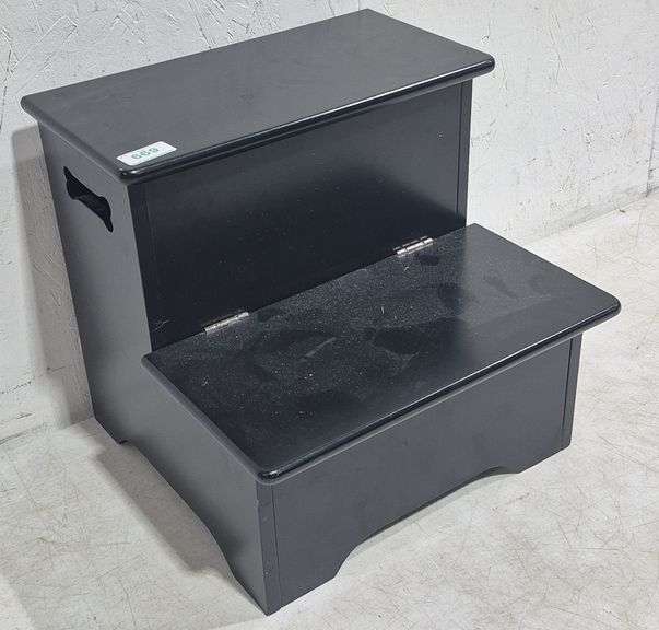 Two-Tiered Step Stool With Storage - Black And Gold Auctions