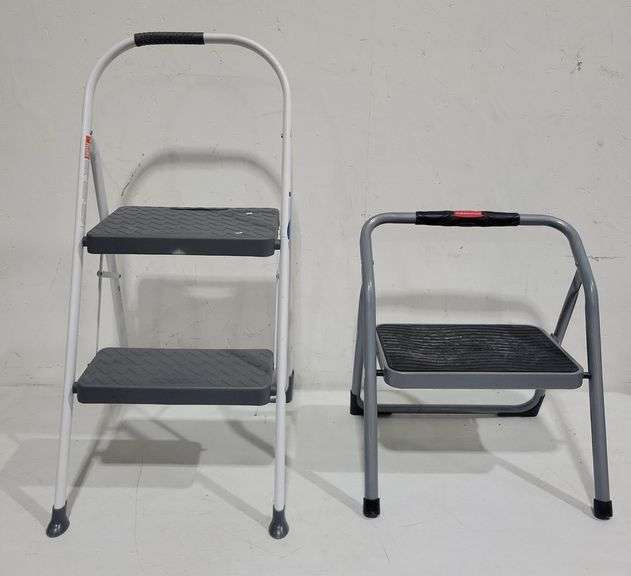 COSCO 2-Step Big Step, Steel Step Stool, Gray & Rubbermaid 1-step ...