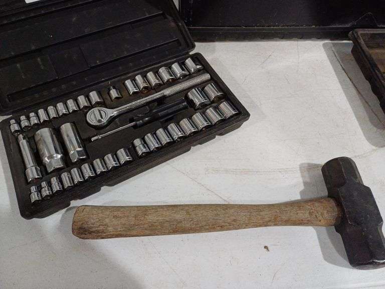 Toolbox w/ Assorted Hand Tools - Black And Gold Auctions