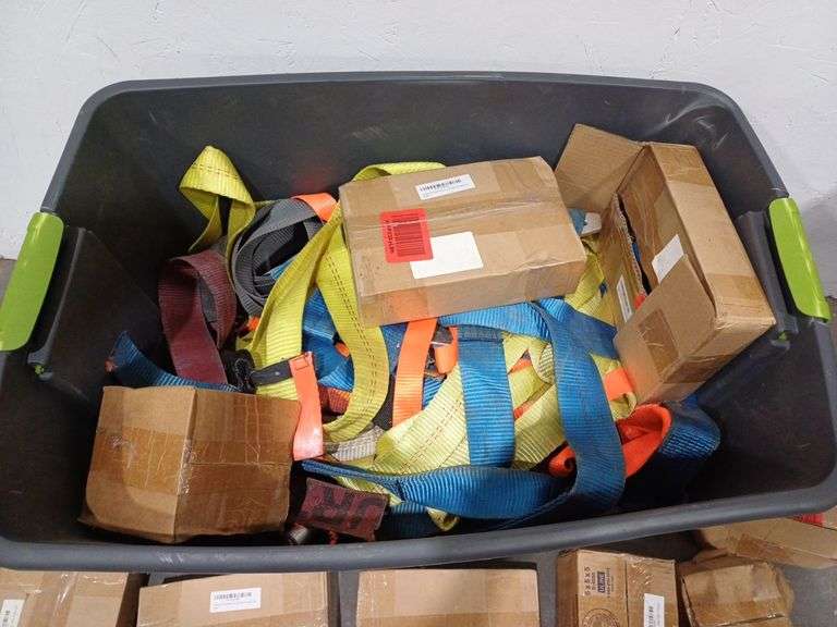 Large Tote of Ratchet Straps & Cargo Securing Rope - Black And Gold ...