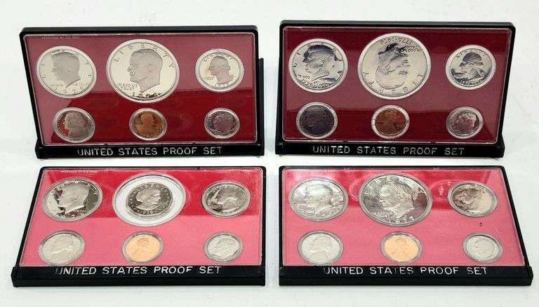 (4) United States Proof Coin Sets: 1976-1979 - Black And Gold Auctions
