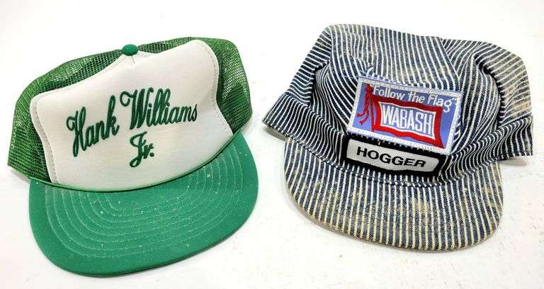 (2) VTG Trucker Hats: Wabash & Hank Williams Jr - Black And Gold Auctions