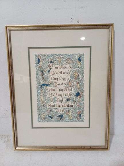 Framed Vintage Poem w/ Art - Black And Gold Auctions