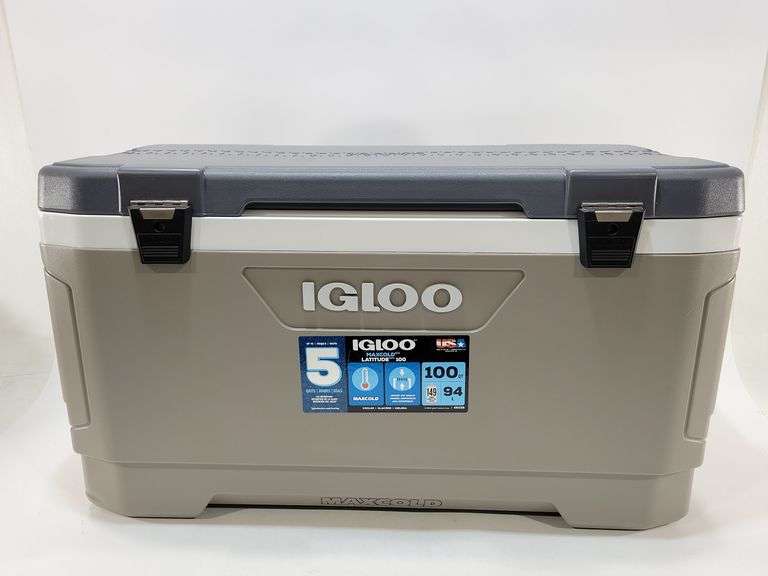 100 Qt Igloo Max Cold Cooler w Handles & Dispenser - Black And Gold ...