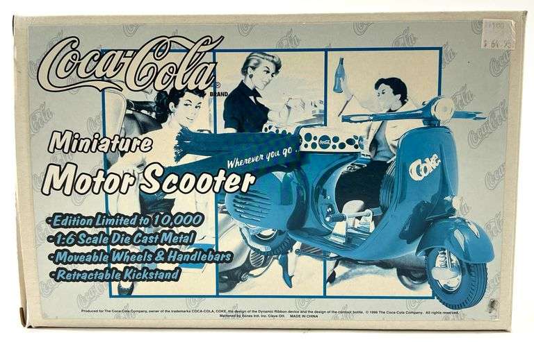 1996 Coca-Cola Miniature Die-Cast Motor Scooter 1:16 Scale - Black And ...