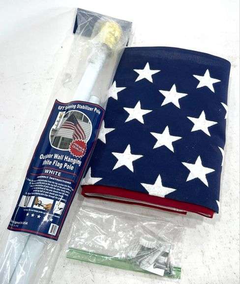 6ft Spinning Stabilizer Flag Pole w/ United States Flag - Black And ...