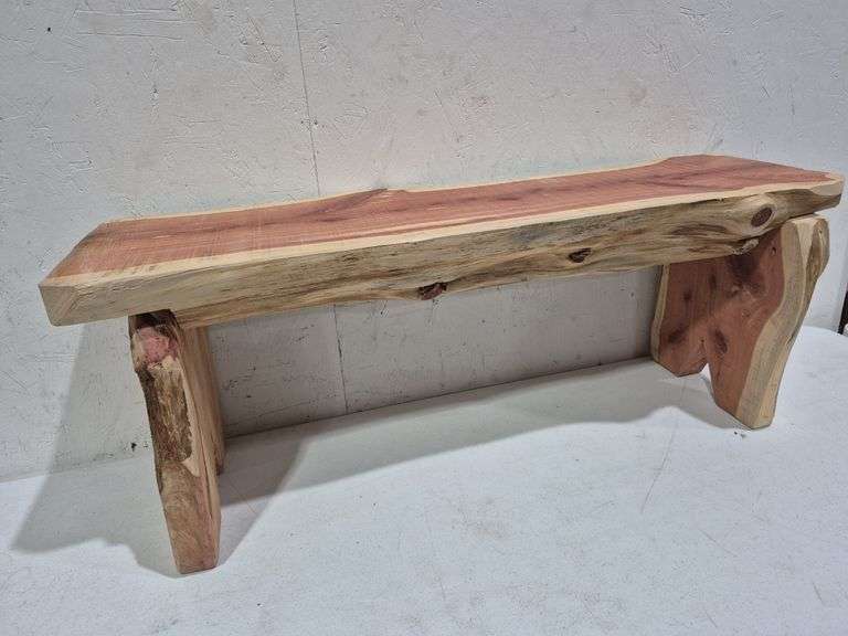 Handmade Cedar Log Bench - Black And Gold Auctions