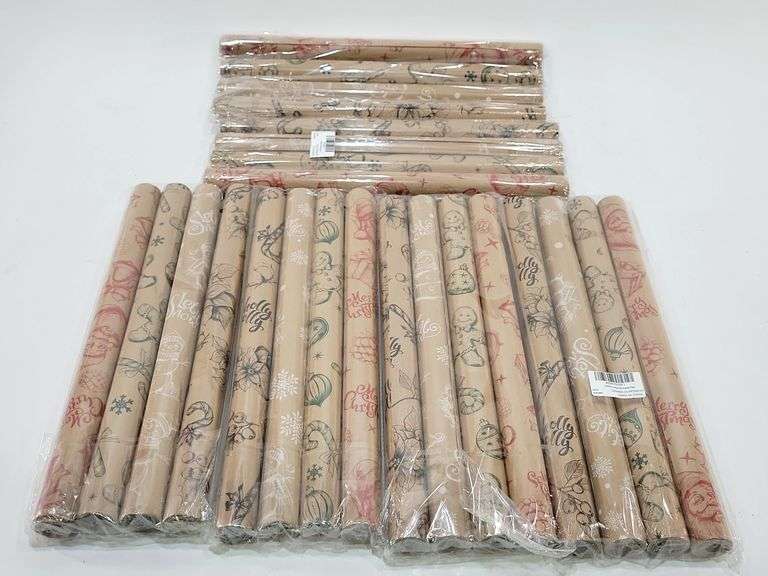 (6) New 4-Packs of Christmas Wrapping Paper - Black And Gold Auctions