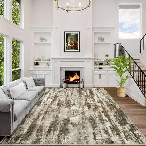 New 8’ x 10’ Gentle Drizzle Modern Abstract Area Rug - Black And Gold ...