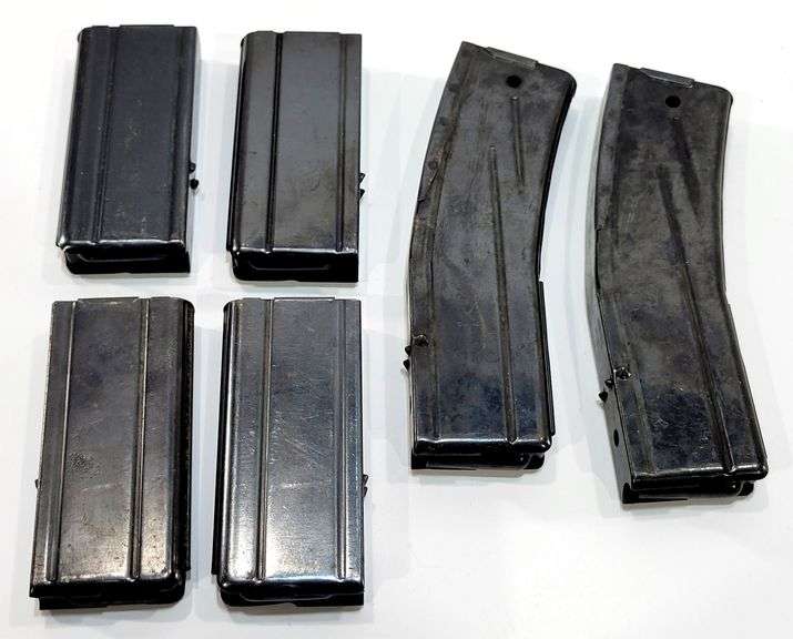 (6) Carbine Gun Magazines - Black And Gold Auctions