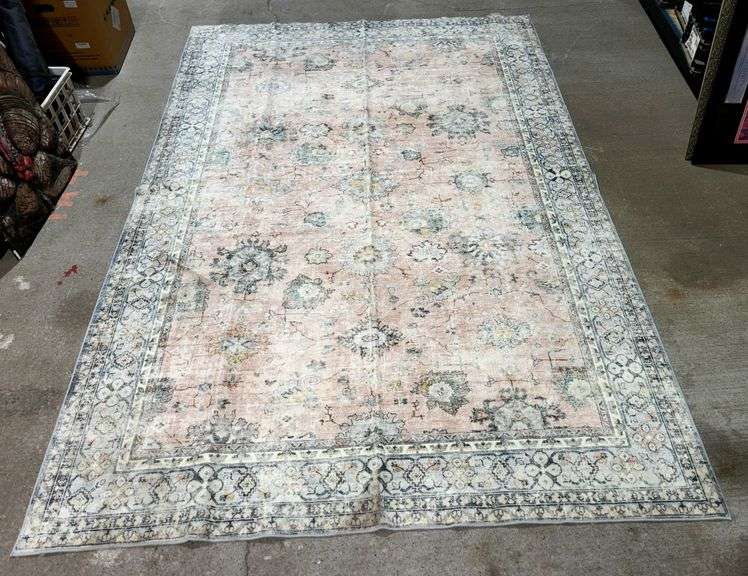New Boho Elegance Pink & Grey Area Rug 6' x 9' - Black And Gold Auctions