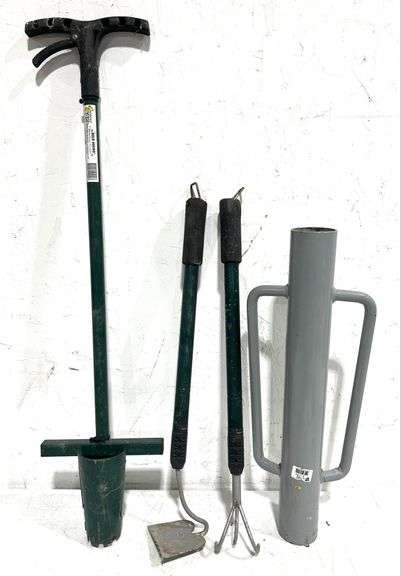 Yard Tools - Bulb Hound / Post Pounder / Hoe & Garden Fork - Black And ...
